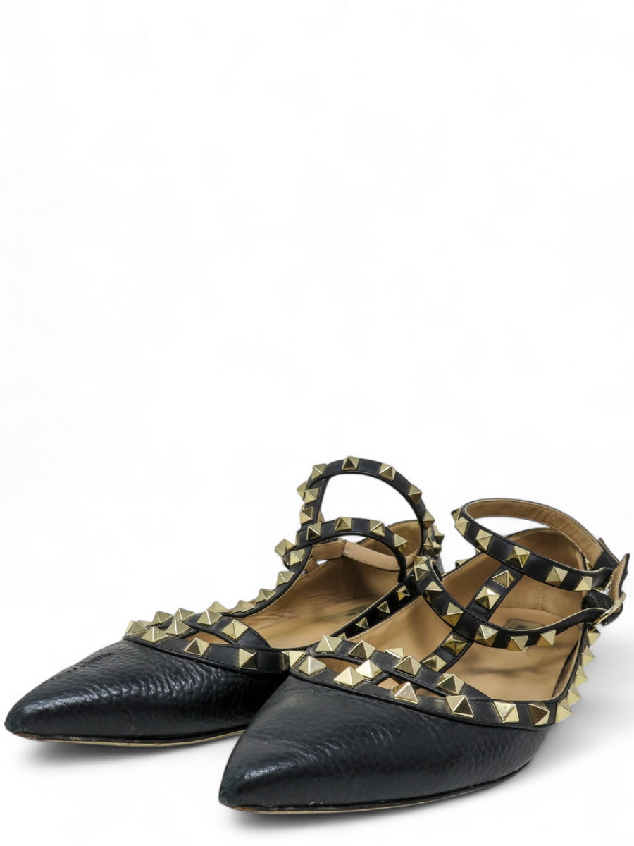 Baletas "Rockstud Accents Leather Ballet Flats"– BRONCEALANA