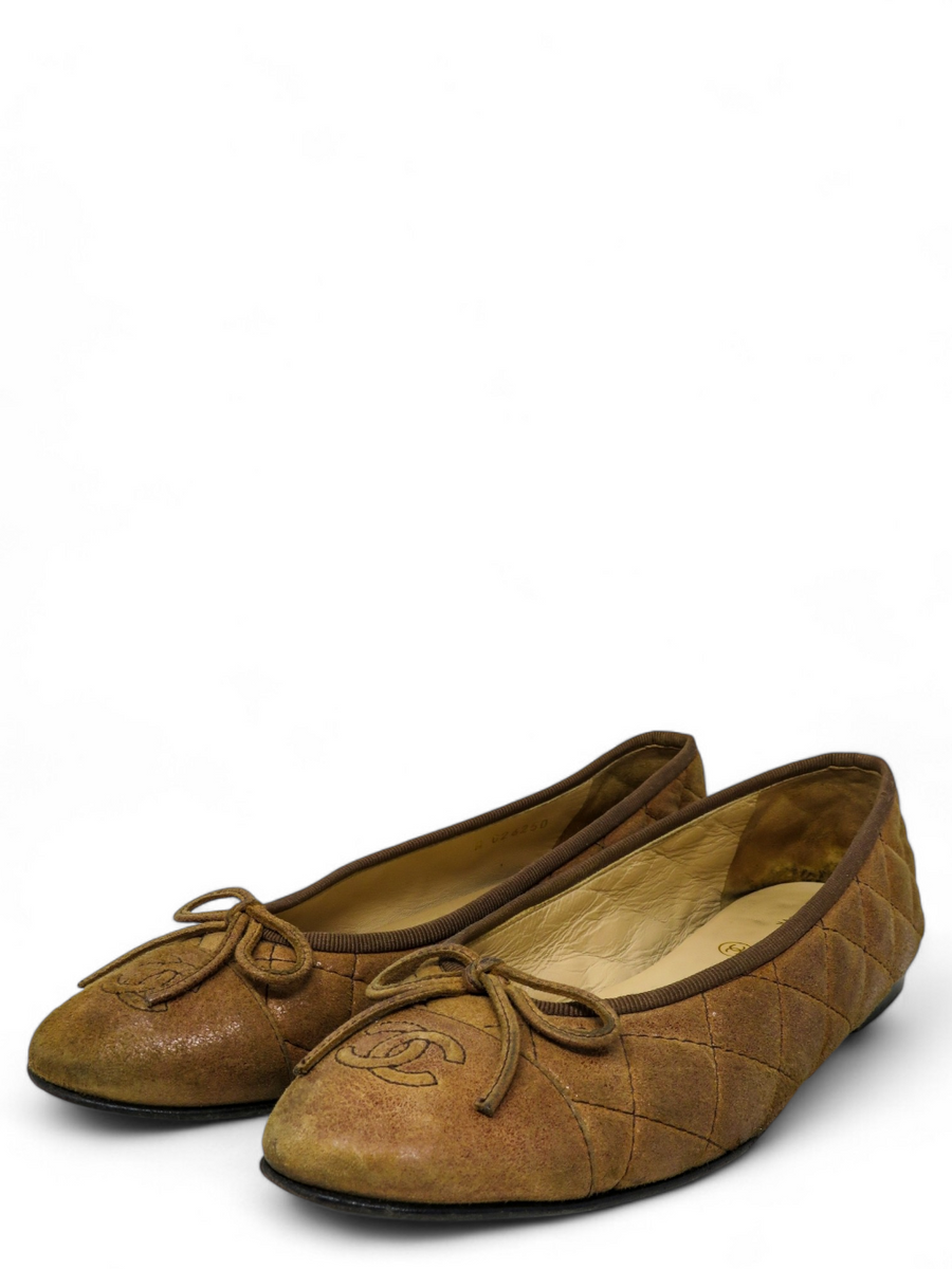 Baletas "Interlocking CC Logo Leather Ballet Flats"– BRONCEALANA