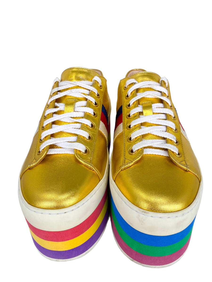 Tenis "Peggy Metallic Leather Rainbow Platform Sneakers"– BRONCEALANA