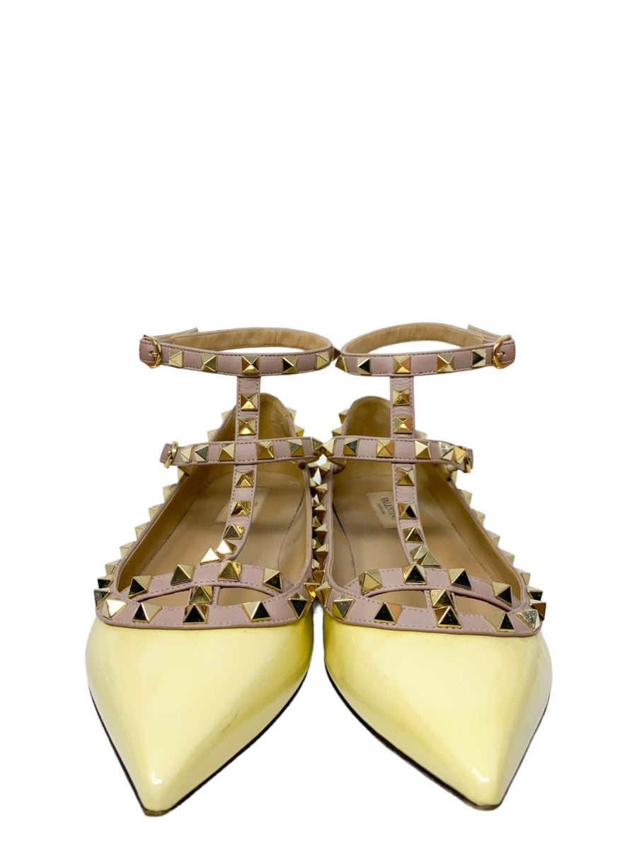 Baletas "Rockstud Accents Patent Leather Ballet Flats"– BRONCEALANA