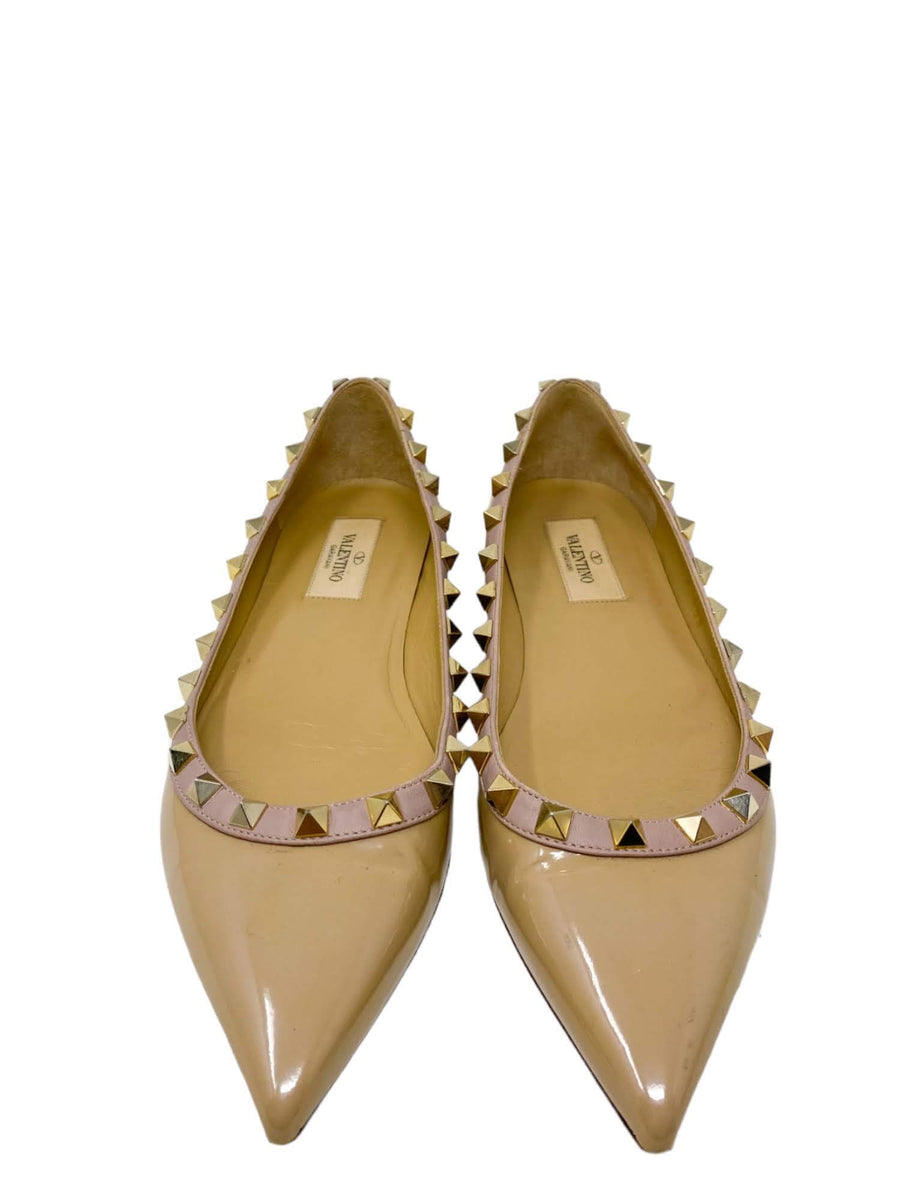 Baletas "Rockstud Accents Patent Leather Ballet Flats"– BRONCEALANA